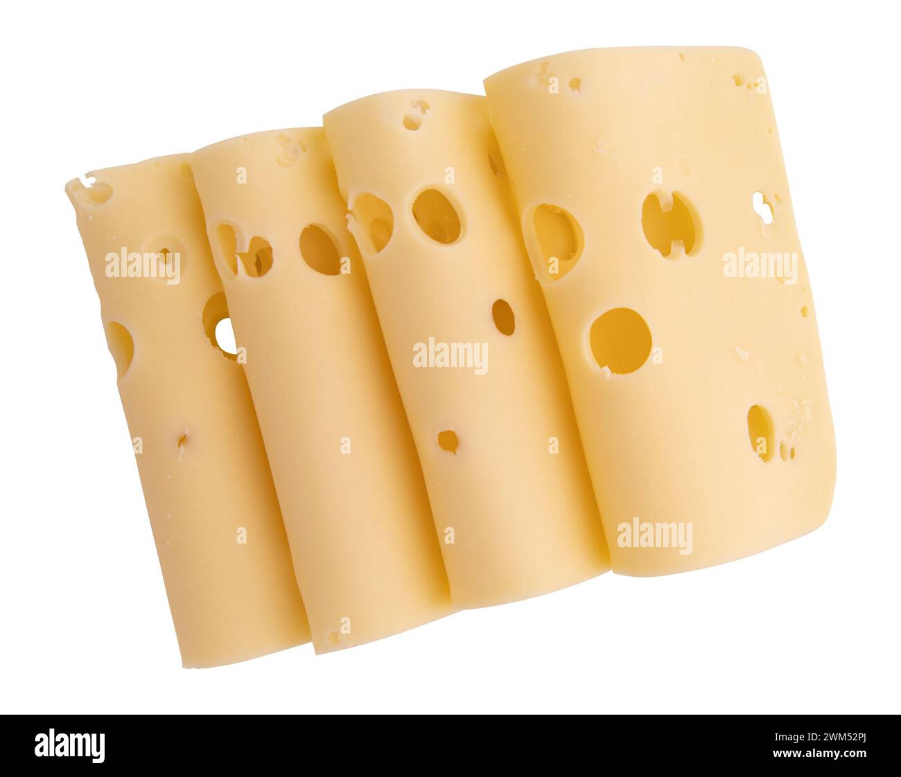 folded slices of cheese isolated on white background with clipping path ...