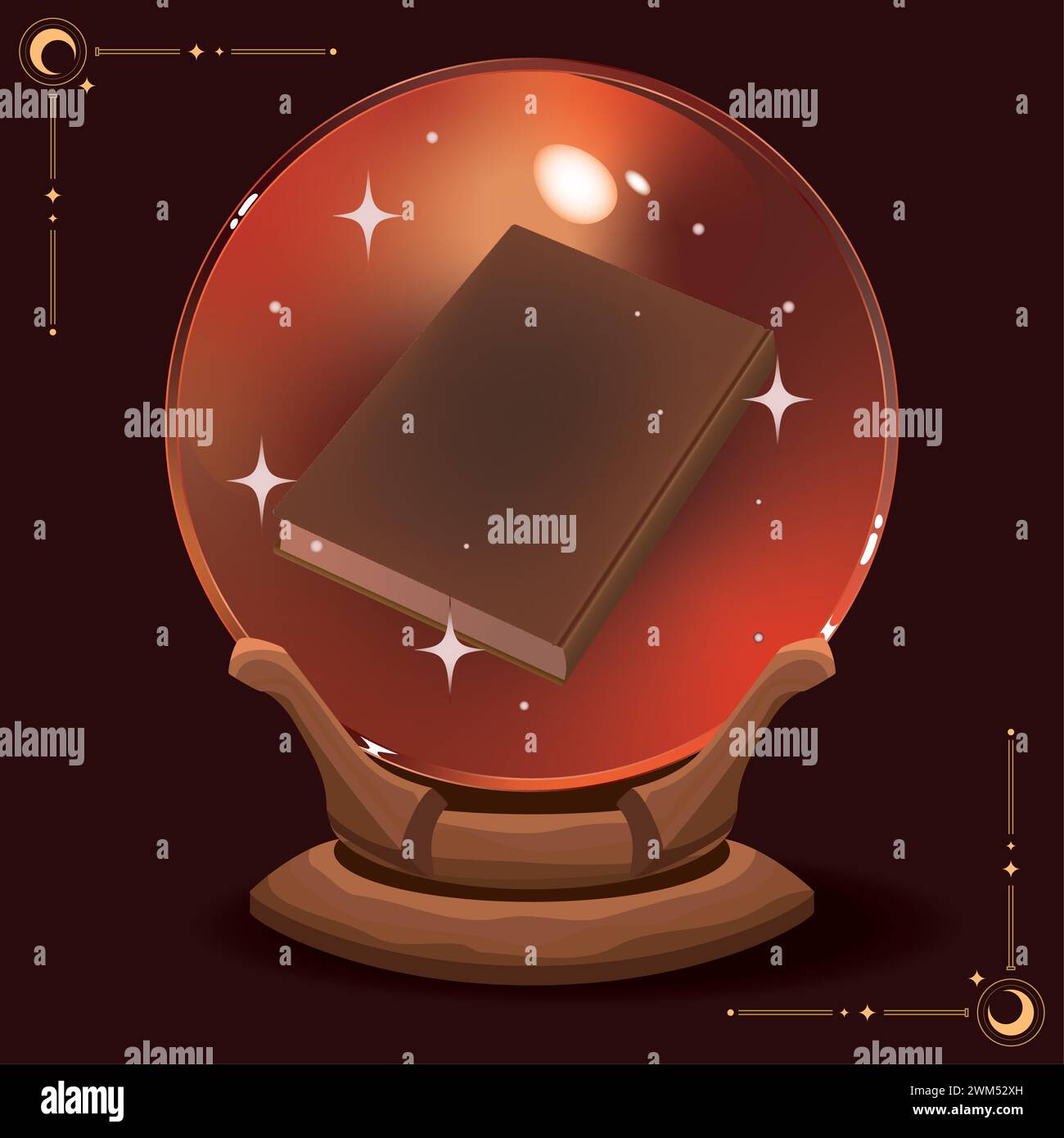 Fortune teller ball with a witchcraft book Vector illustration Stock ...
