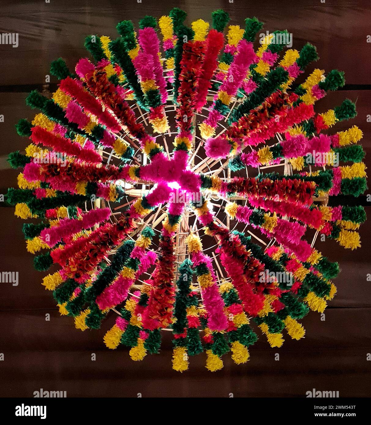 Handicraft decoration with lighting effect in the big festival Durga ...