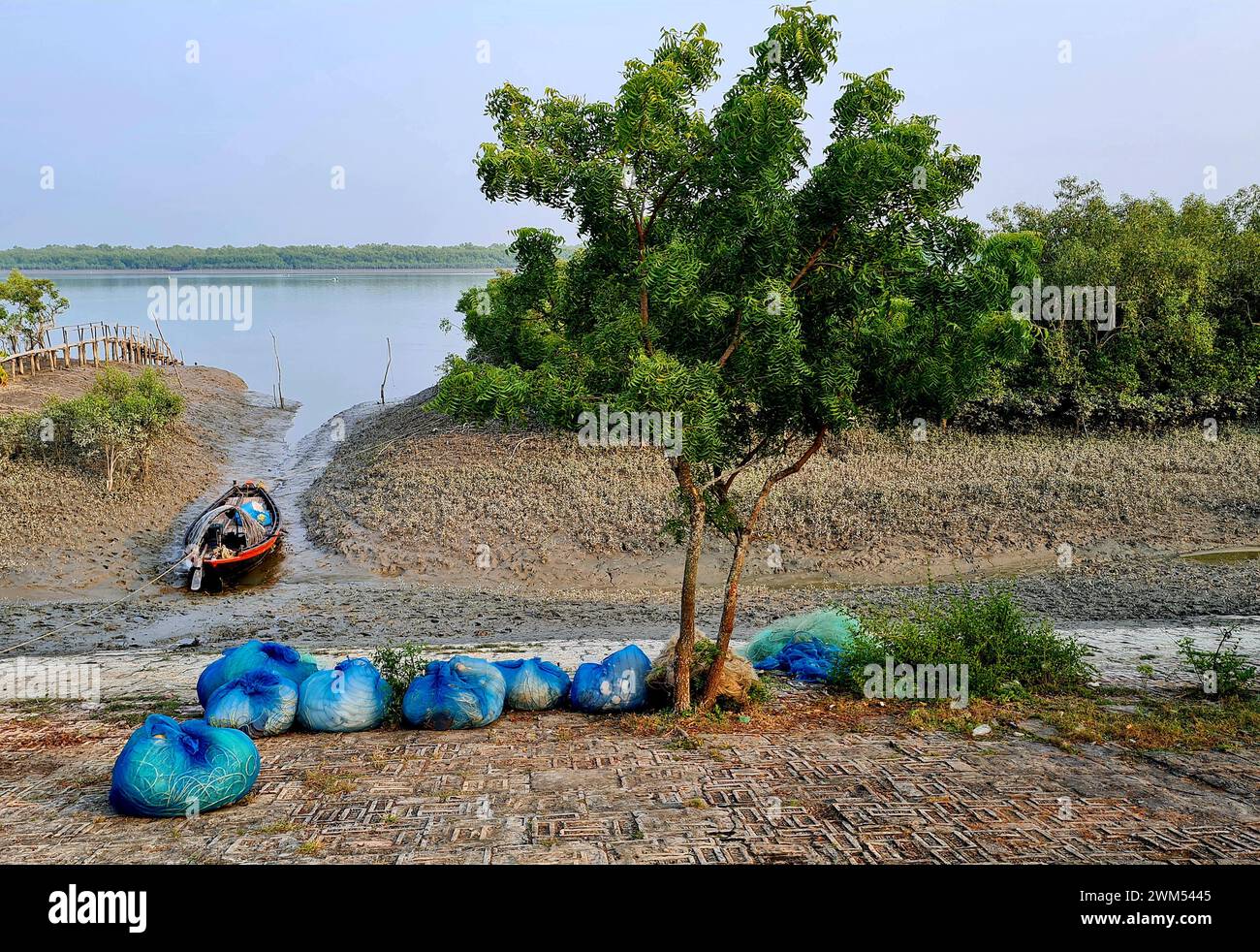 The beautiful rural village landscape of Sundarban Island at West ...