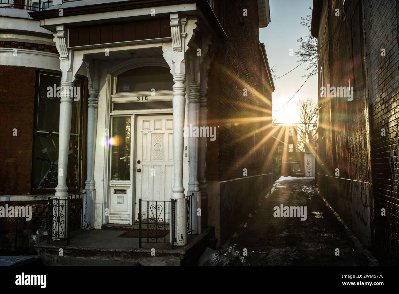 Toronto, Canada - Empty sidestreet in Toronto with sun coming out Stock ...