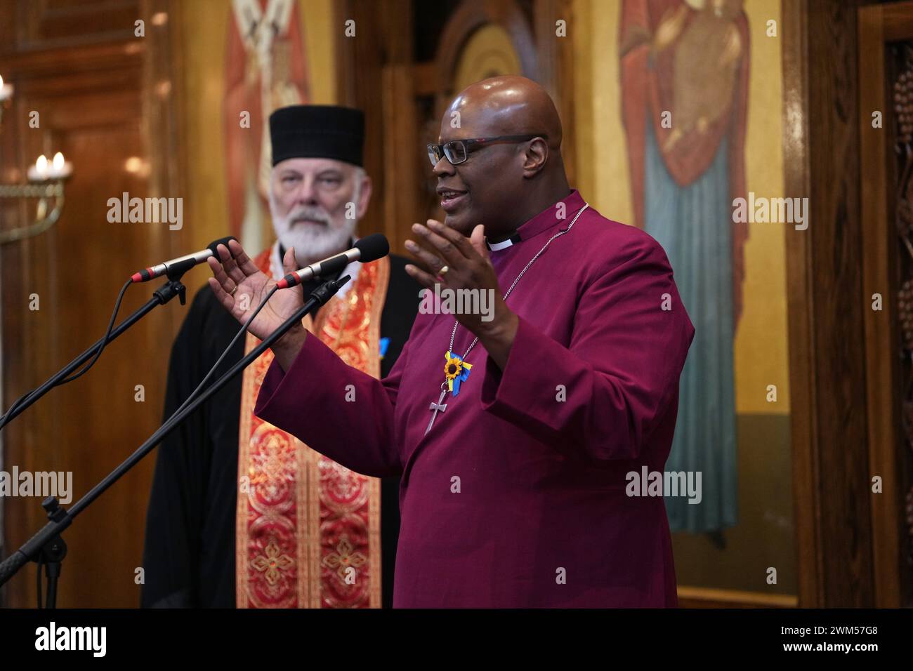 Bishop Mike Royal speaks during an ecumenical interreligious prayer ...