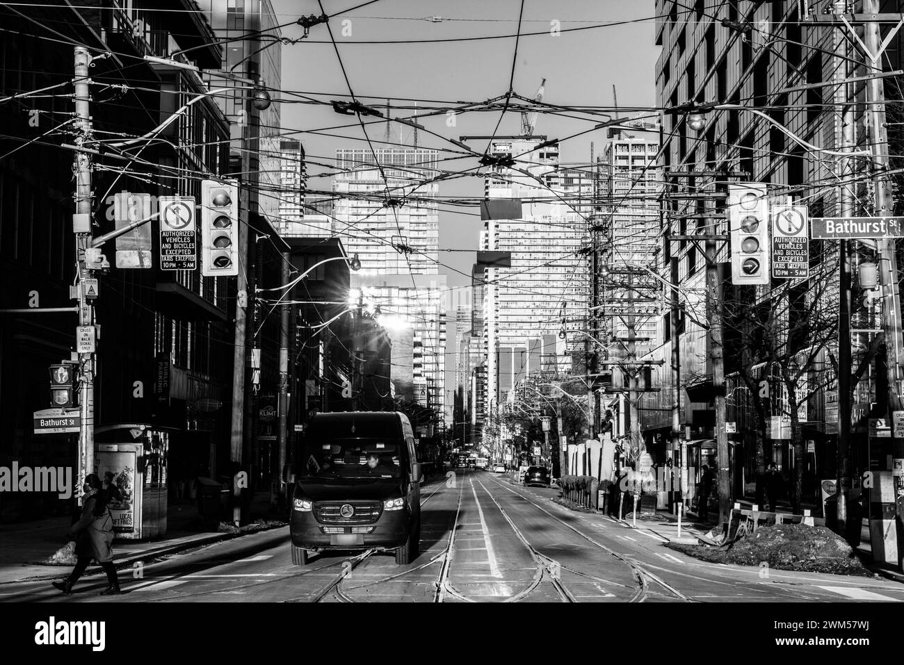 Toronto, Canada - Street of Toronto with parking cars in sunset Stock ...
