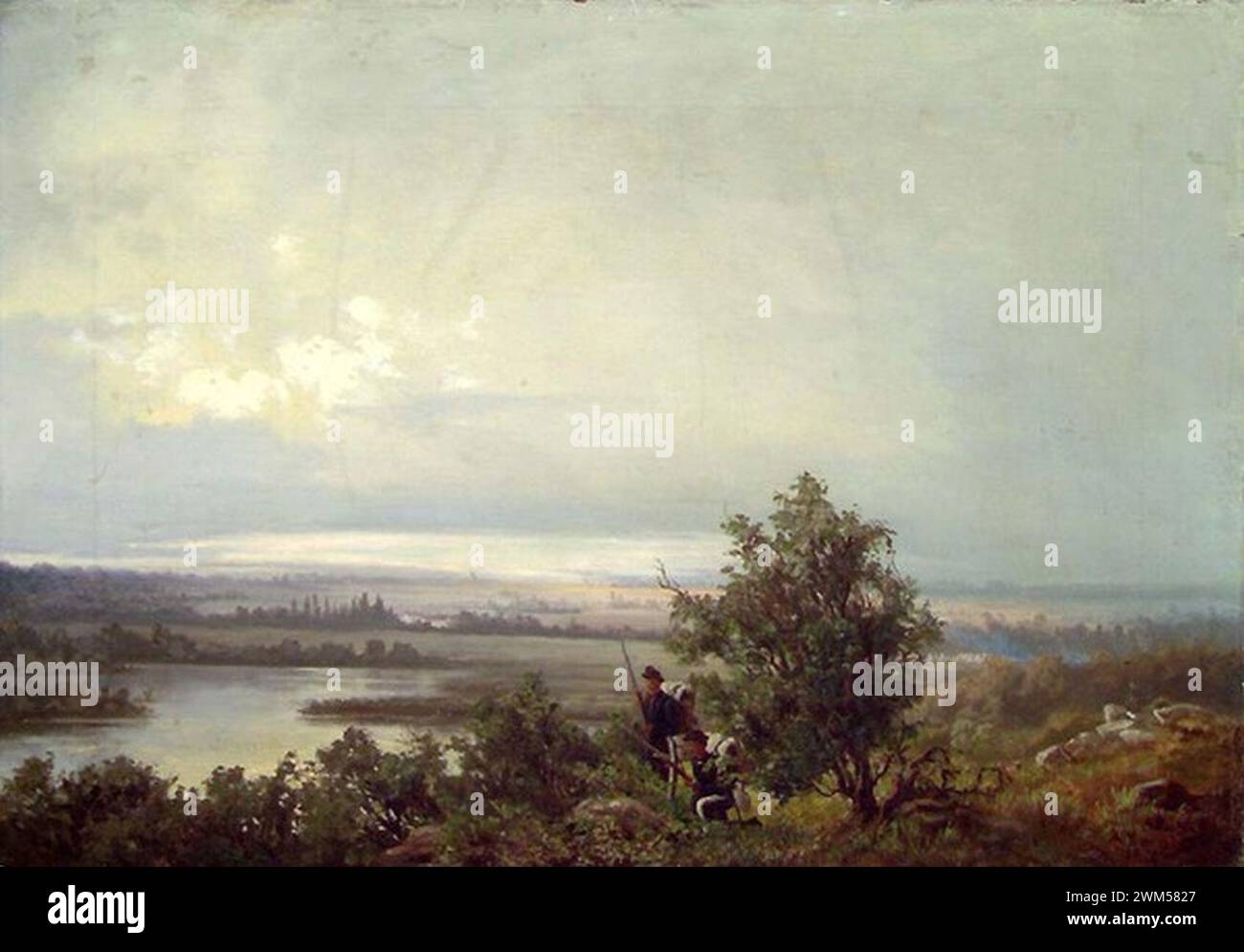 Anton Mathias Bergh - Landscape with two Soldiers - Landskap med to ...