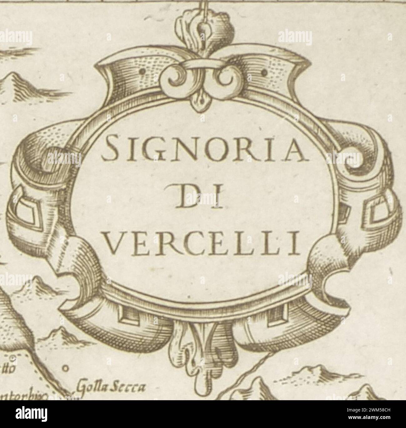 Basic cartouche in a Vercelli map by Magini Stock Photo - Alamy