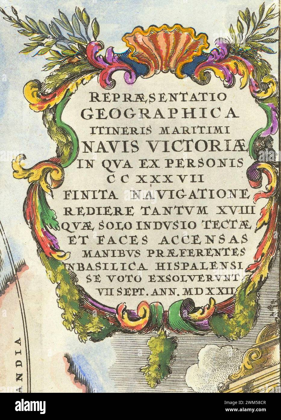 Basic cartouche in the 1702 circumsailing world map by Scherer (1 Stock ...
