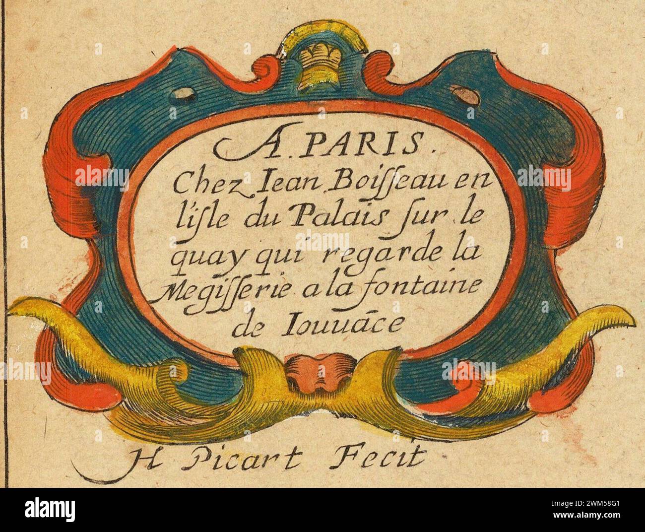 Basic cartouche on a Holy Land map by Picart Stock Photo - Alamy
