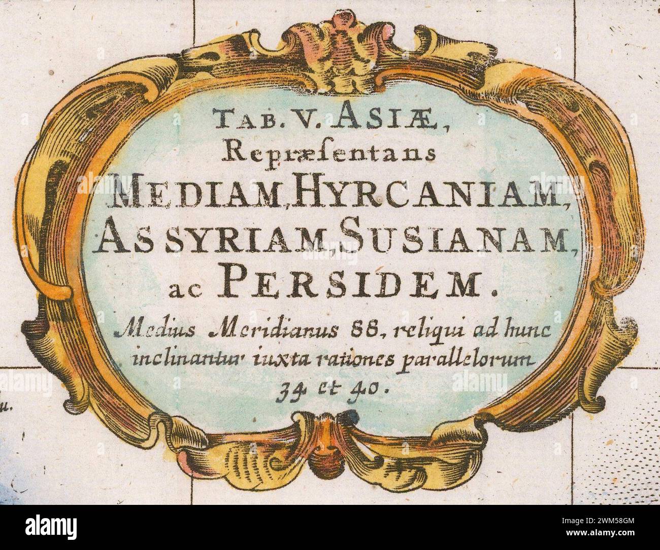 Basic cartouche on a Persia map by Mercator Stock Photo - Alamy