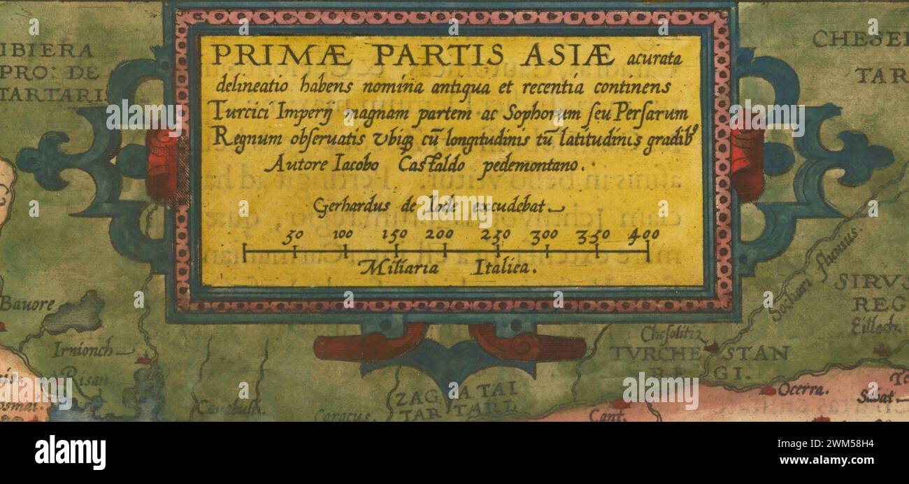 Basic cartouche on a Persia map by de Jode Stock Photo - Alamy