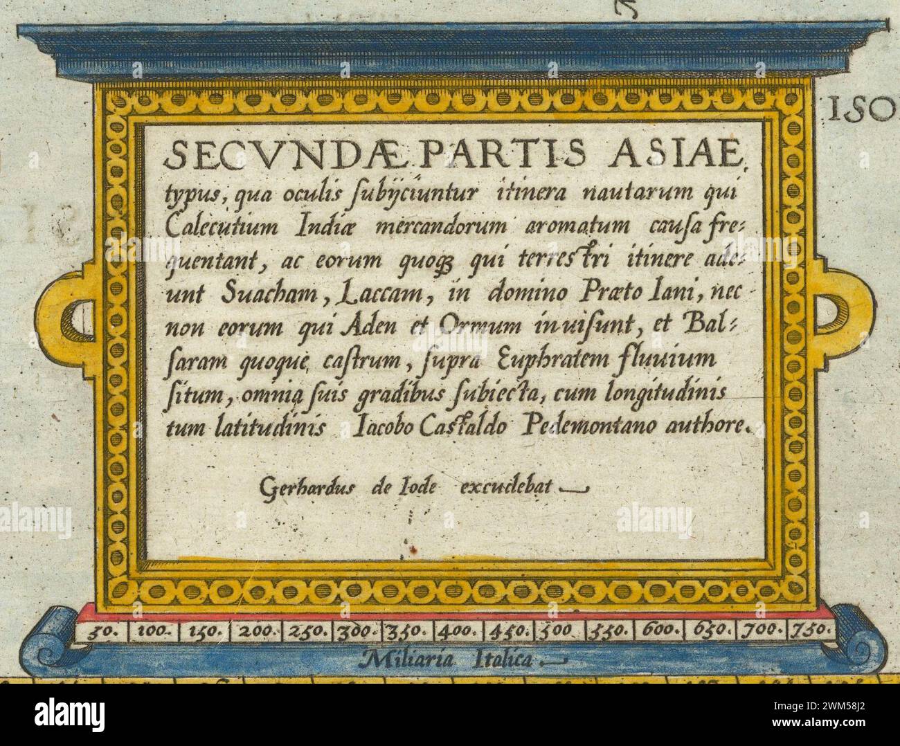 Basic cartouche on an Arabia map by de Jode Stock Photo - Alamy