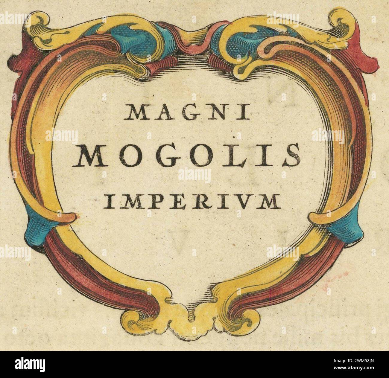 Basic cartouche on a Mughal Empire map by Blaeu Stock Photo - Alamy