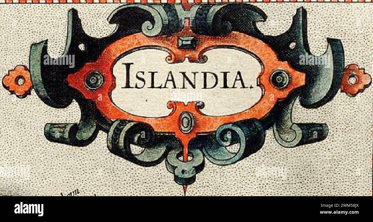 Basic cartouche on an Iceland map by Mercator Stock Photo - Alamy