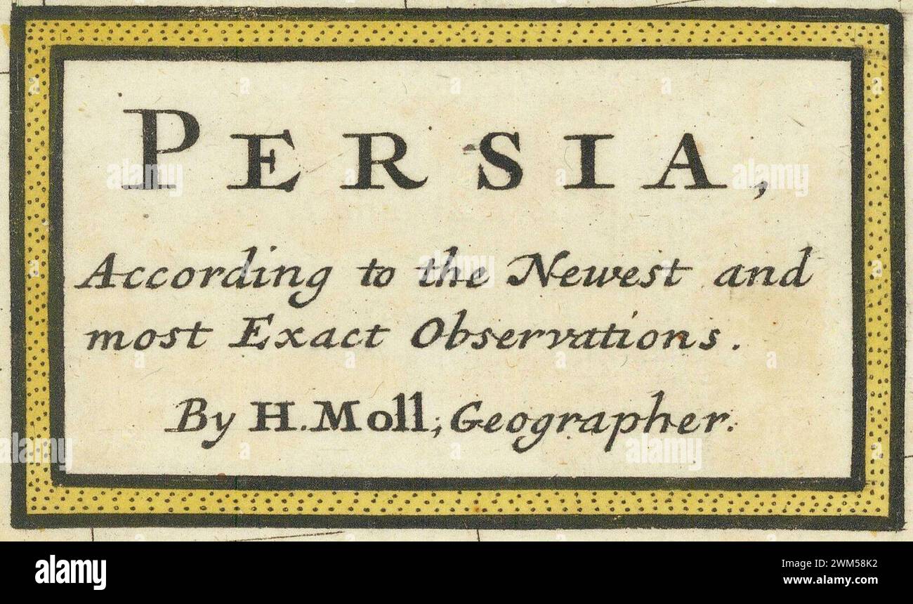 Basic cartouche on a Persia map by Moll Stock Photo - Alamy