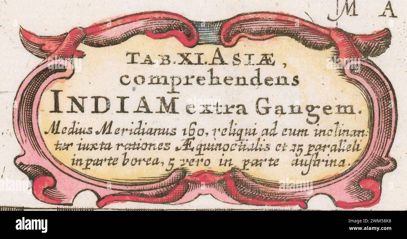 Basic cartouche on a India XI map by Mercator Stock Photo - Alamy