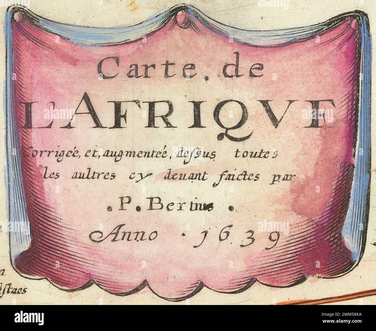Basic Cartouche on an Africa map by Bertius Stock Photo - Alamy