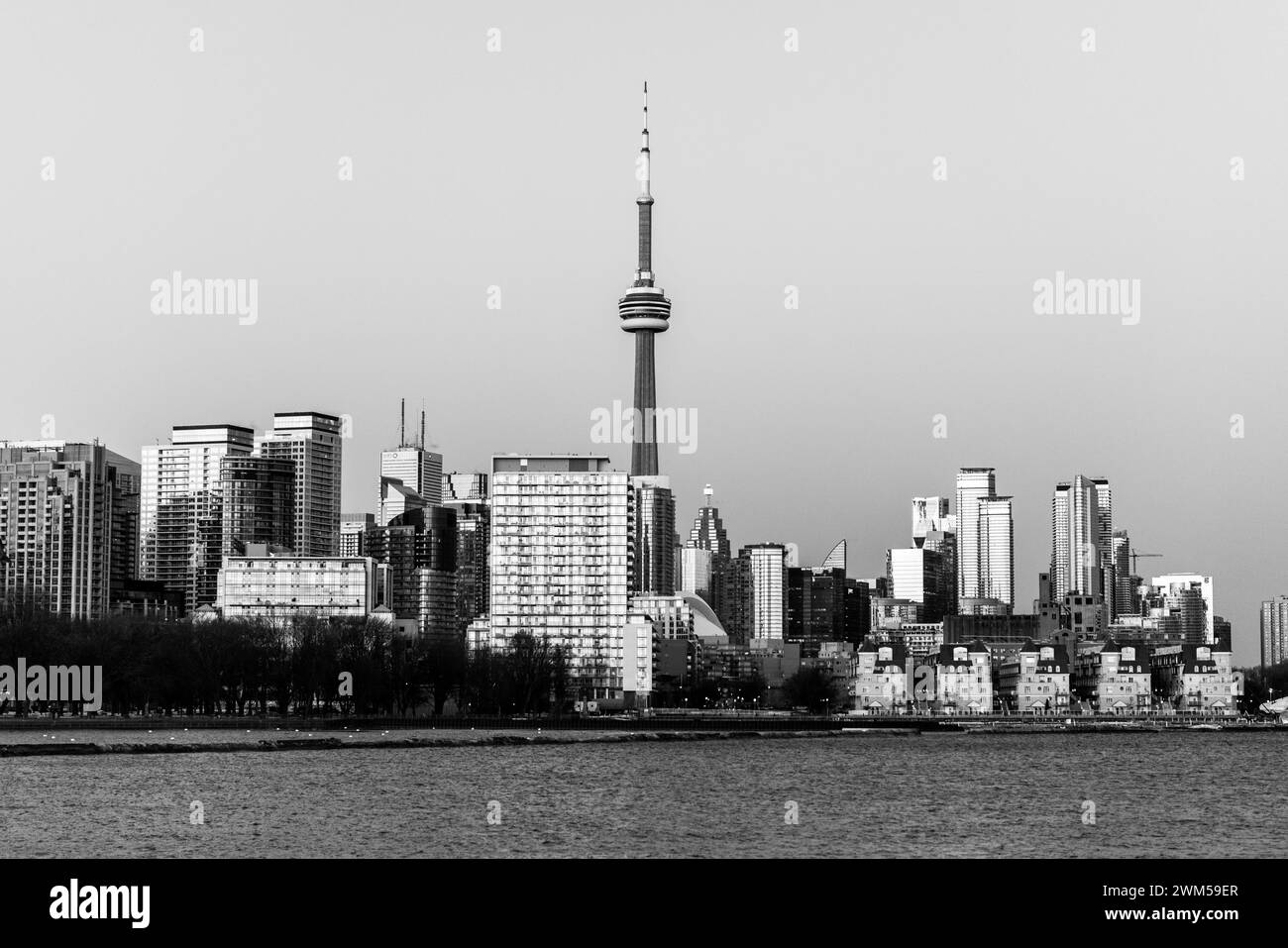 Toronto, Canada - City skyline view daylight moody black and white ...