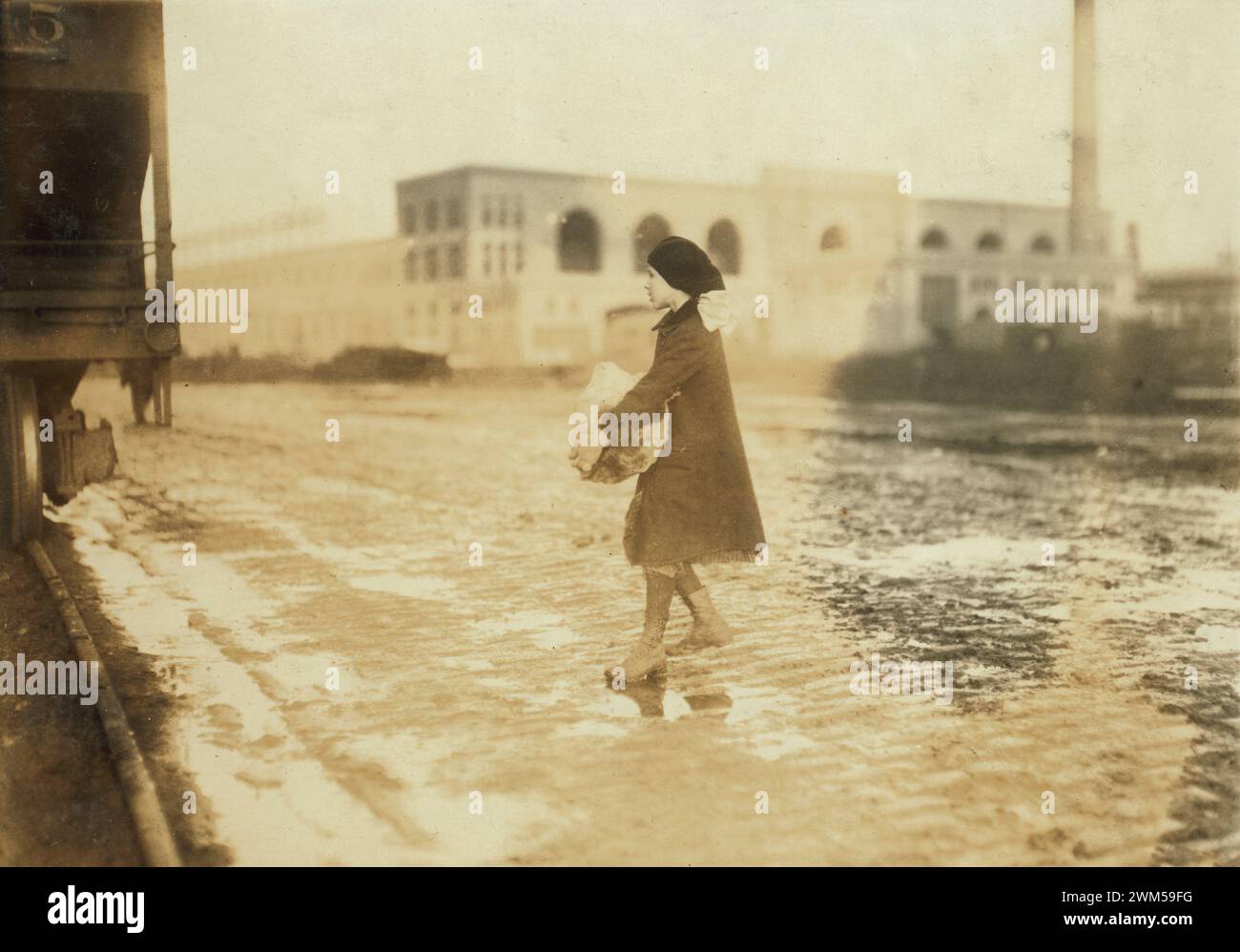 A Young Girl Stealing coal from railroad coal-yard. Boston ...