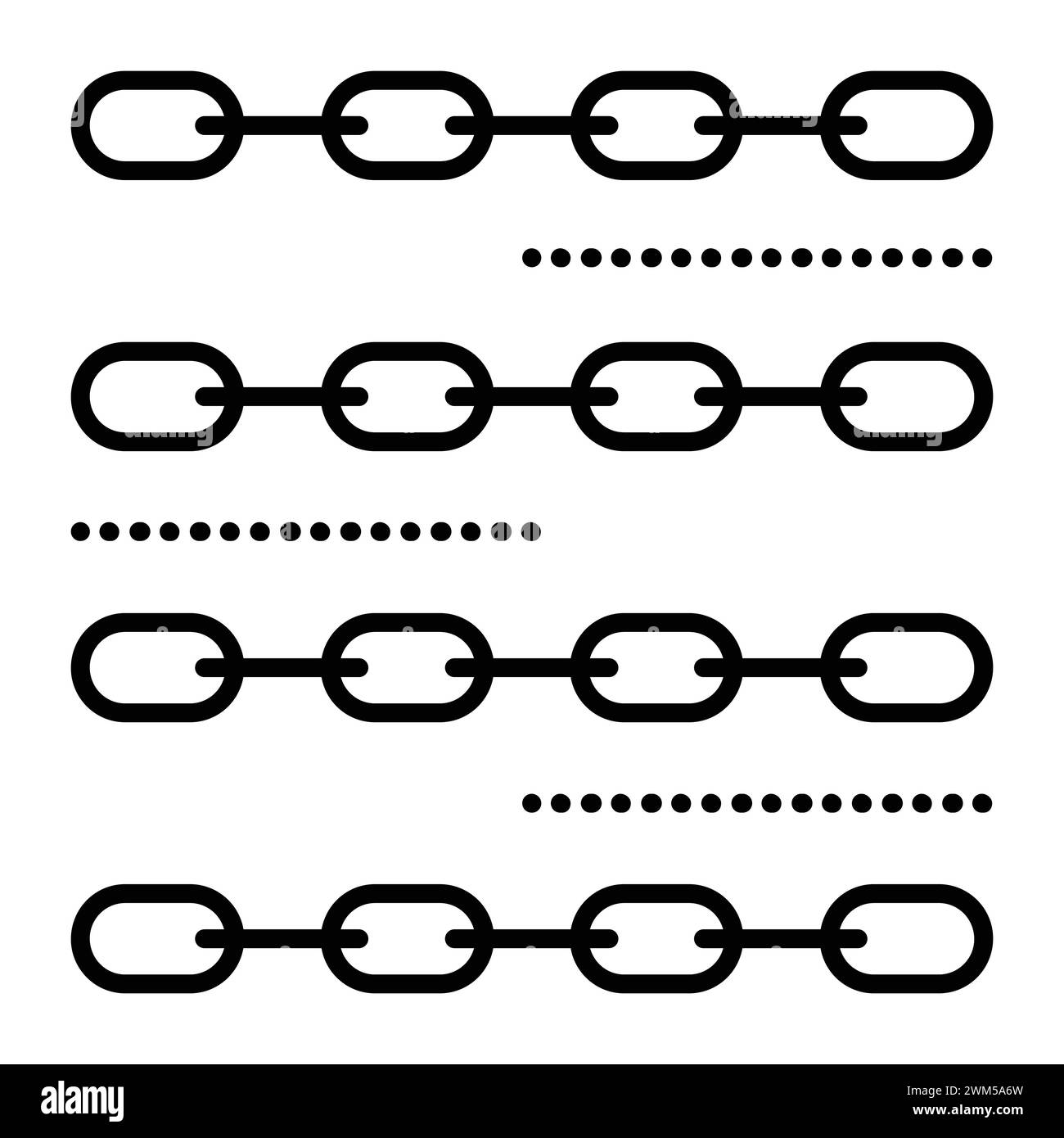 Metal chain, sequence of actions, stages of work, business progress ...