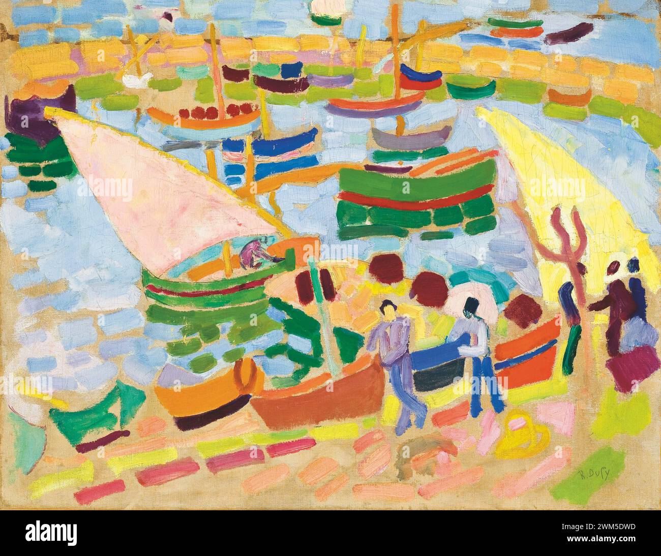 Voiliers et Barques dans le Port. art oil painting by French painter Raoul Dufy circa 1907 Stock ...