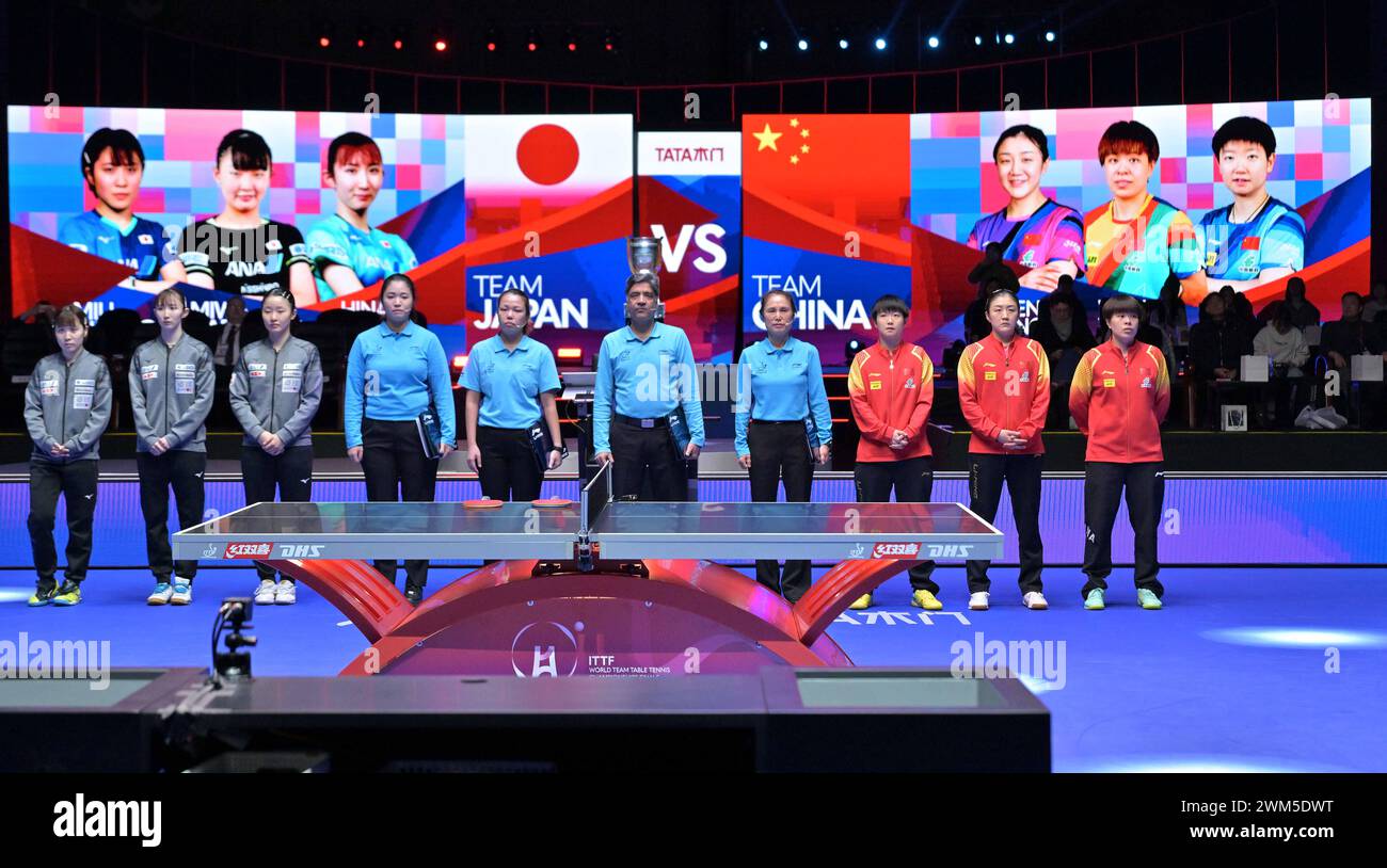 Busan, South Korea. 24th Feb, 2024. Players and referees react before ...