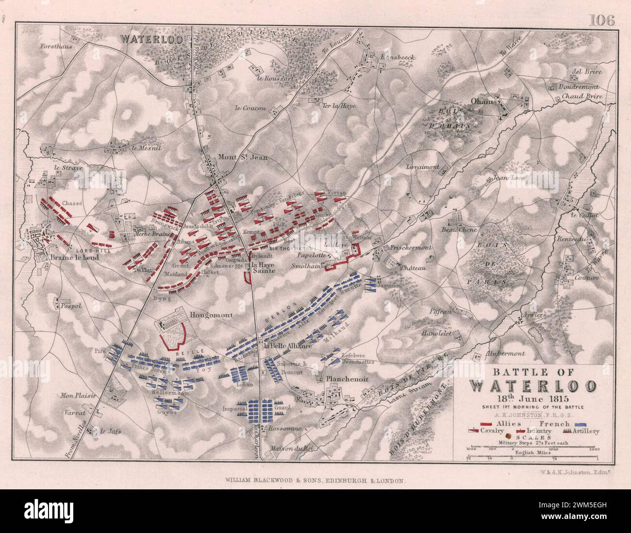 Battle of Waterloo, 18 June 1815 - sheet 1st, morning of the battle ...