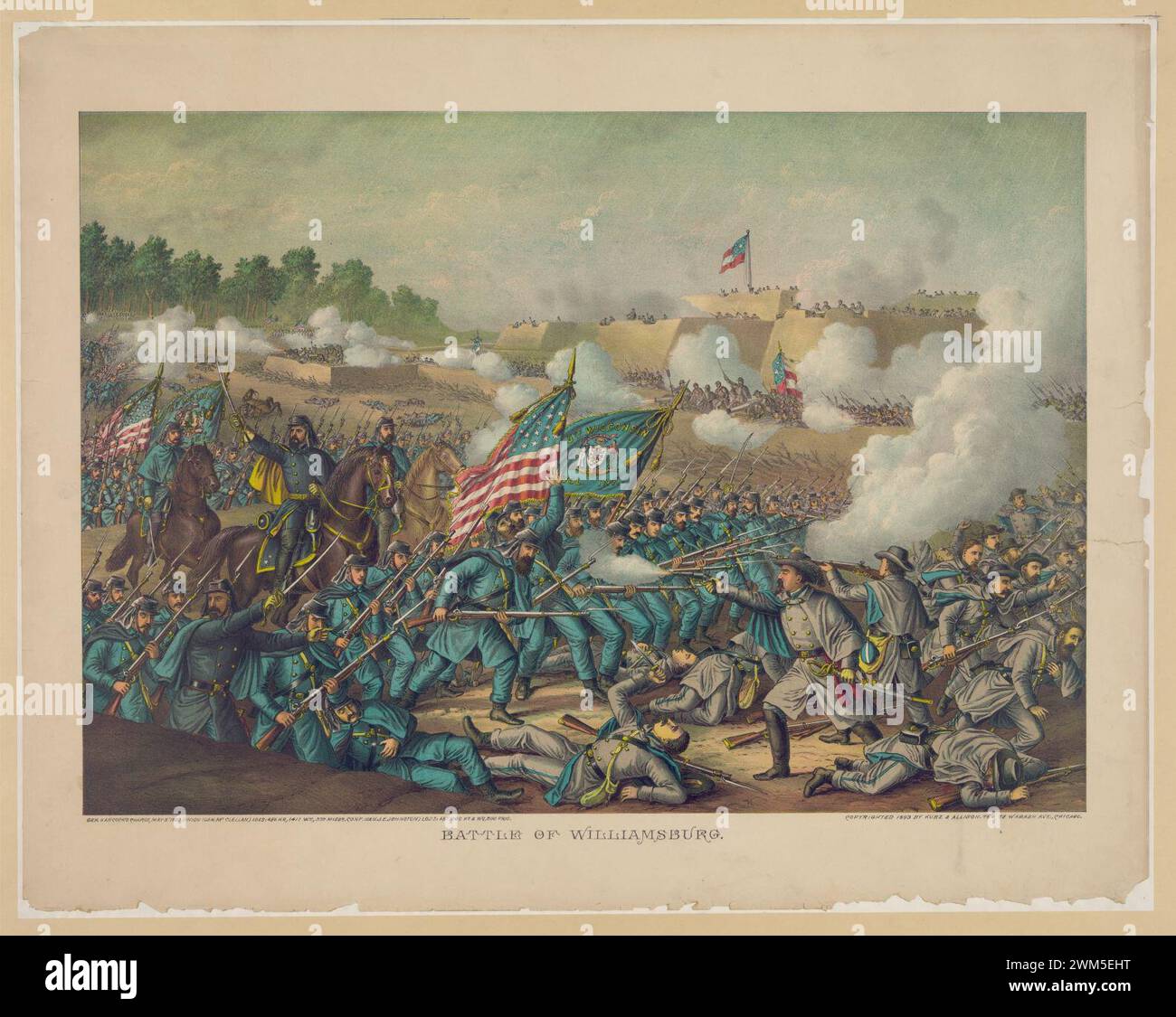 Battle of Williamsburg-Gen. Hancock's charge, May 5, 1862. Union (Gen ...