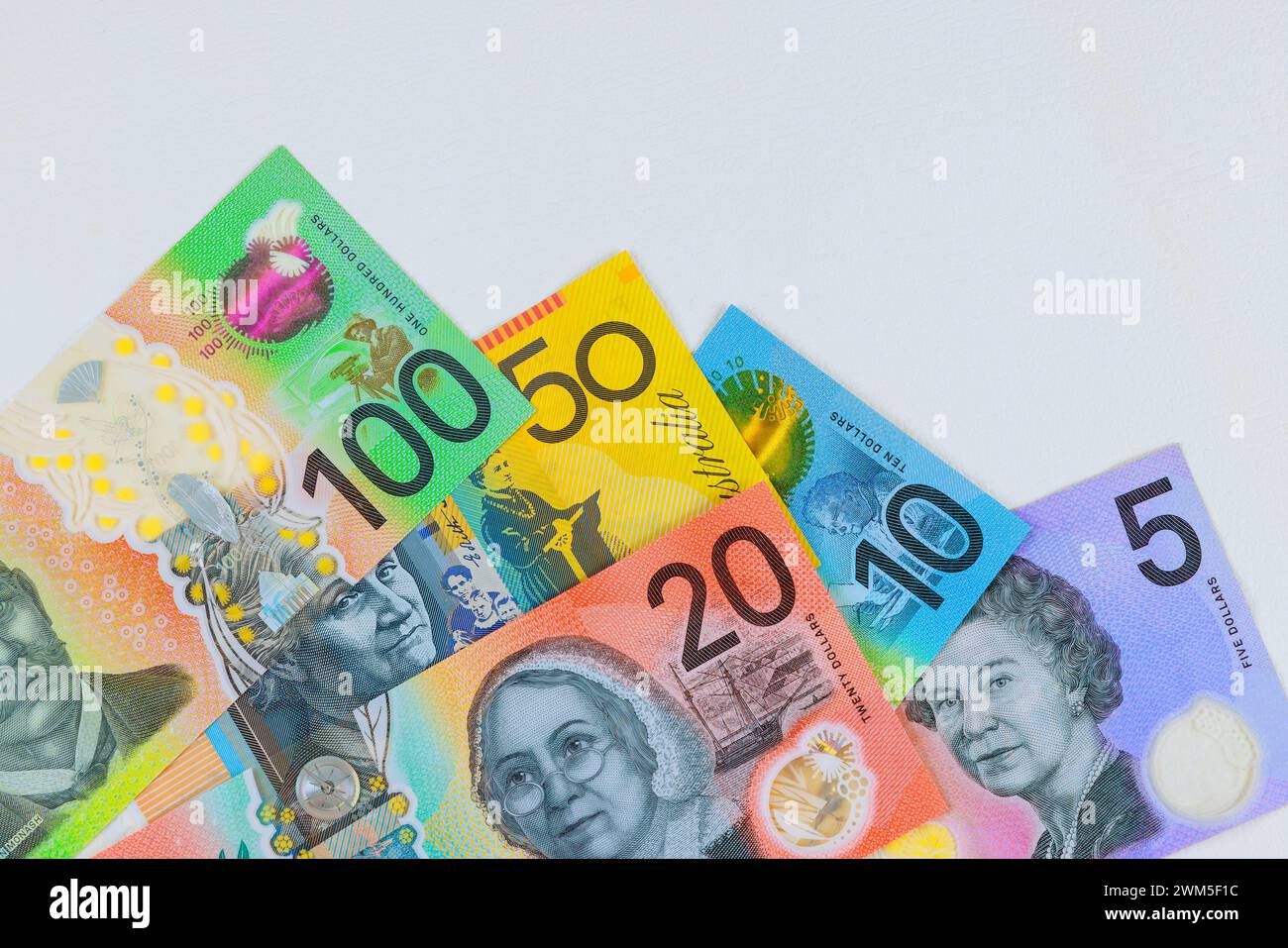 Various Australian currency cash dollars AUD banknotes different ...