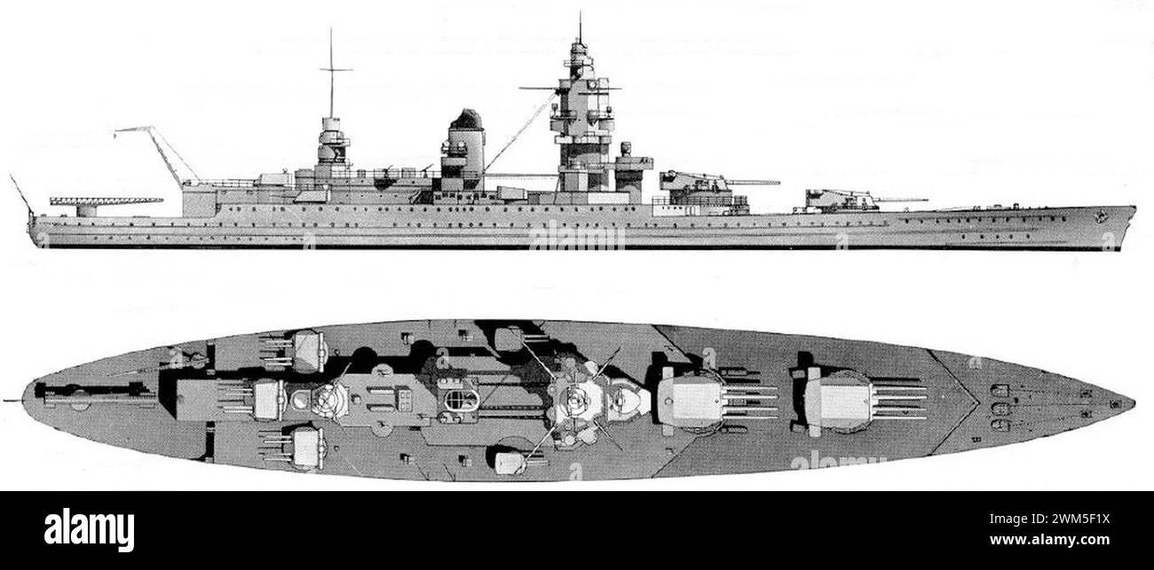 Battleship Dunkerque drawing Stock Photo - Alamy