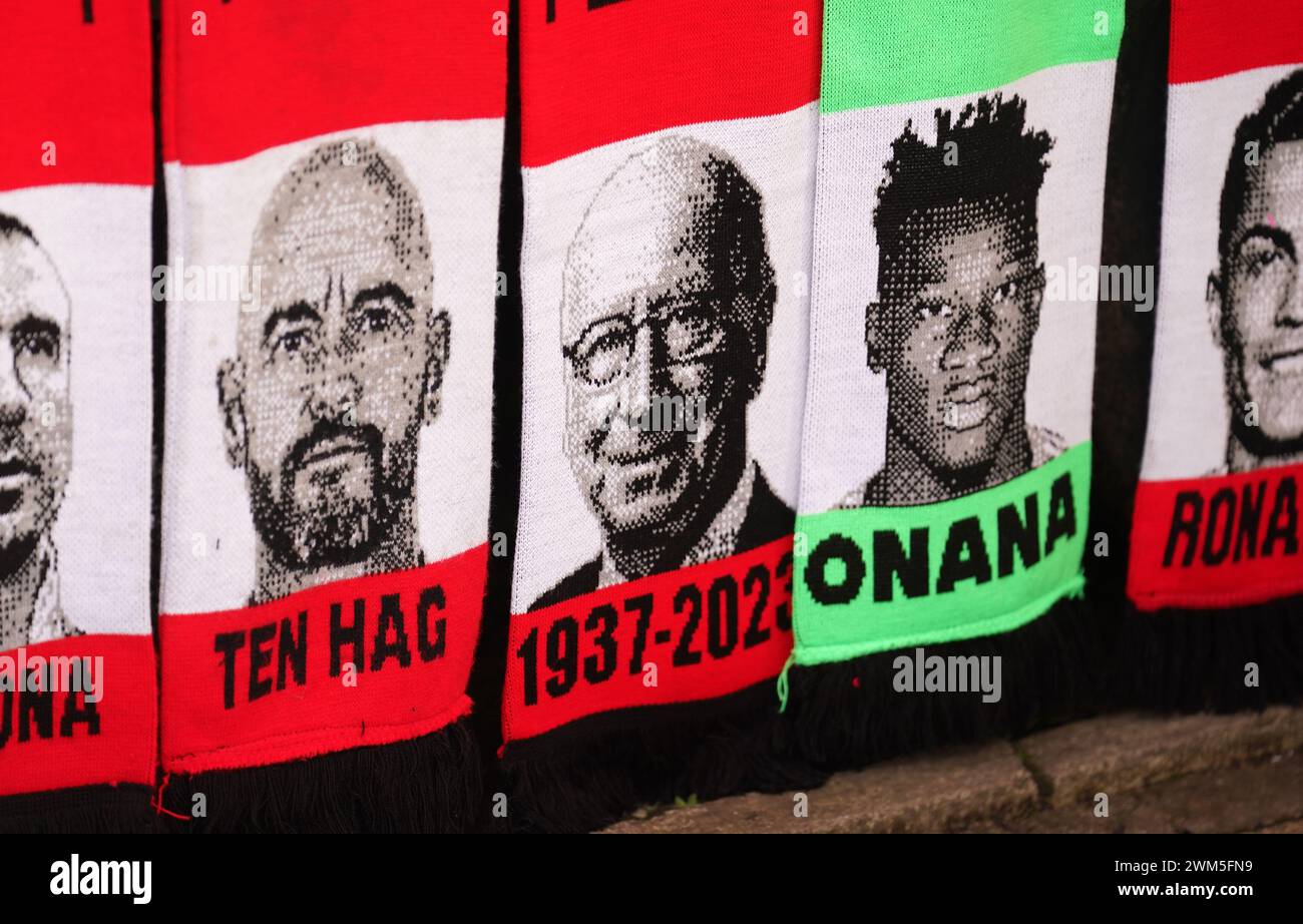 Manchester United scarves for sale outside Old Trafford before the ...