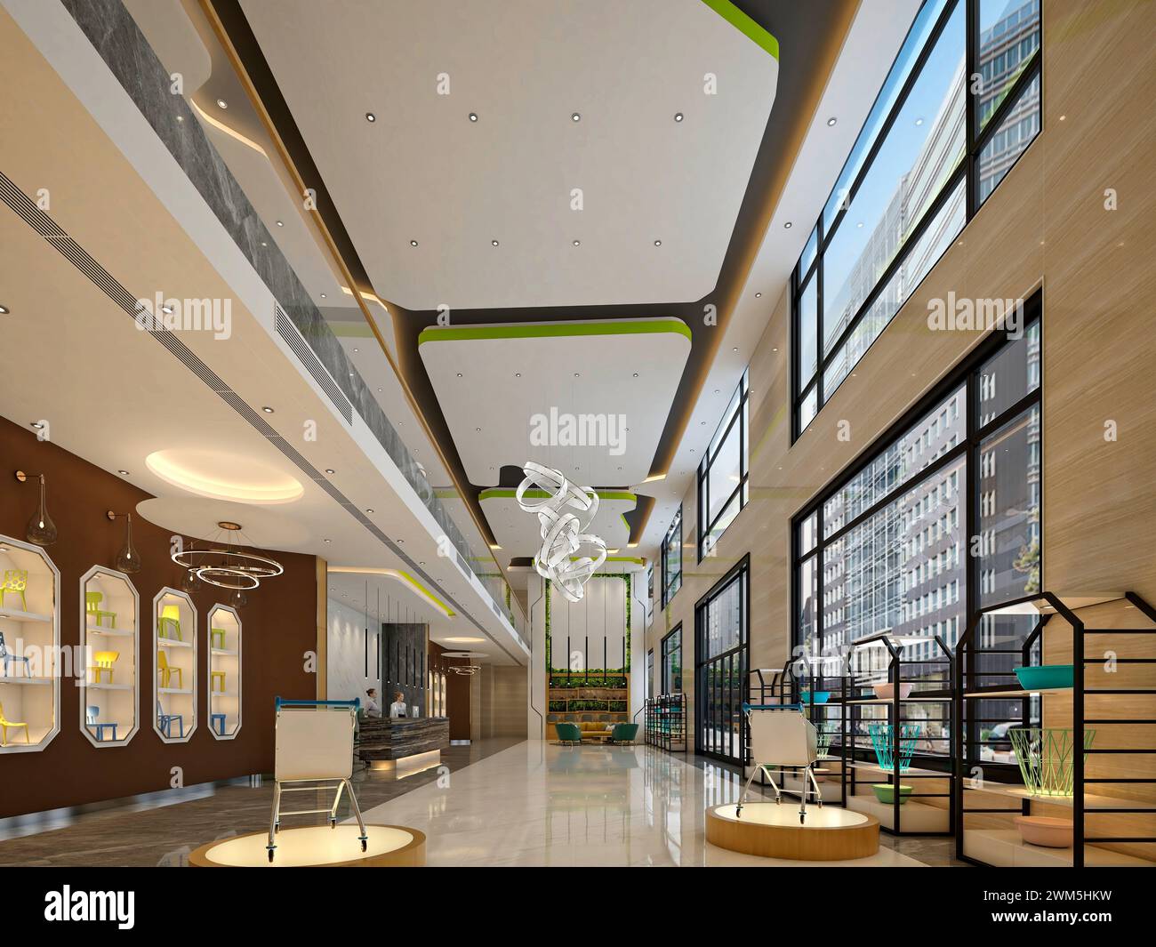 3d render of building entrance lobby interior Stock Photo - Alamy