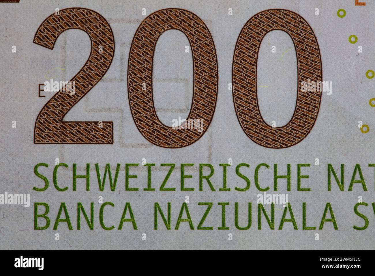 Closeup of 200 Swiss franc banknote for design purpose Stock Photo - Alamy
