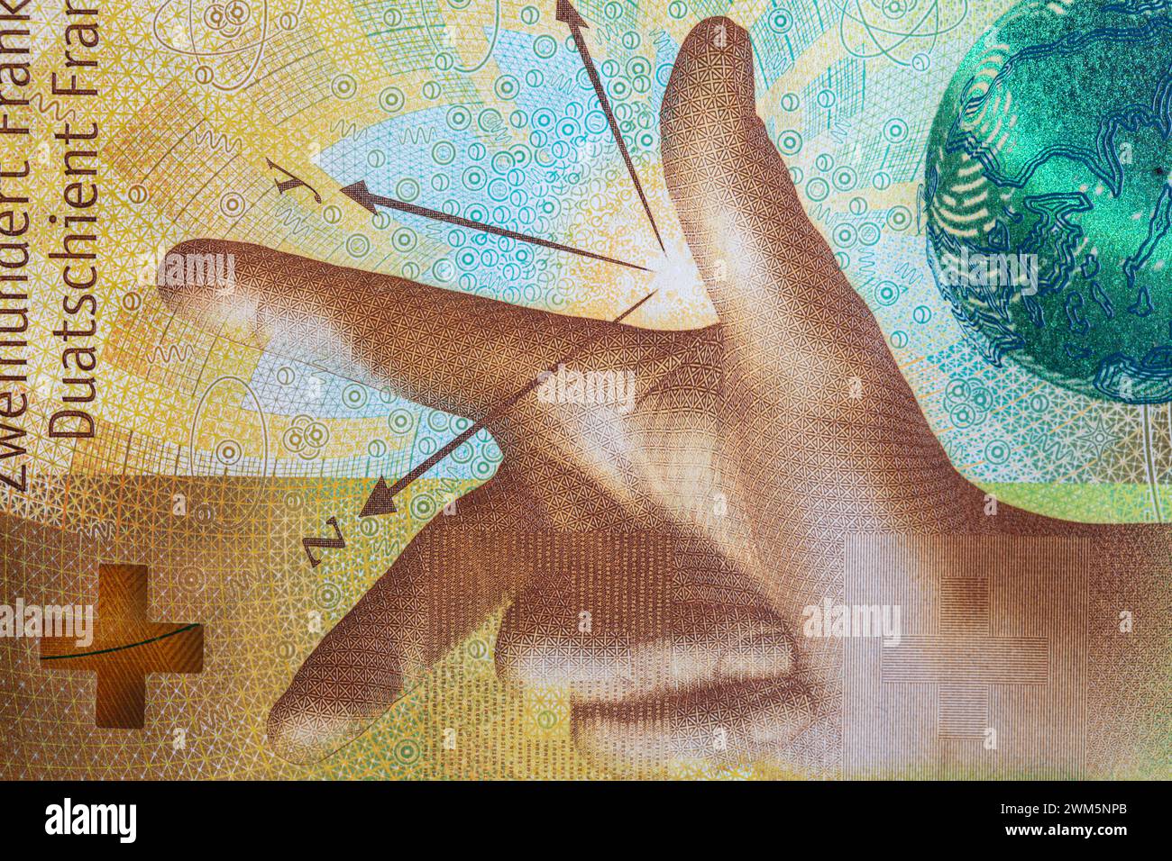 Closeup of 200 Swiss franc banknote for design purpose Stock Photo - Alamy