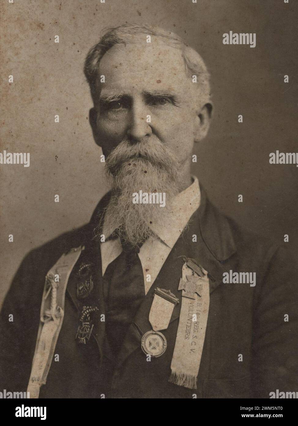 Bearded veteran with ''... 14th Reg. S. C. V.'' ''Volunteers'' on ...