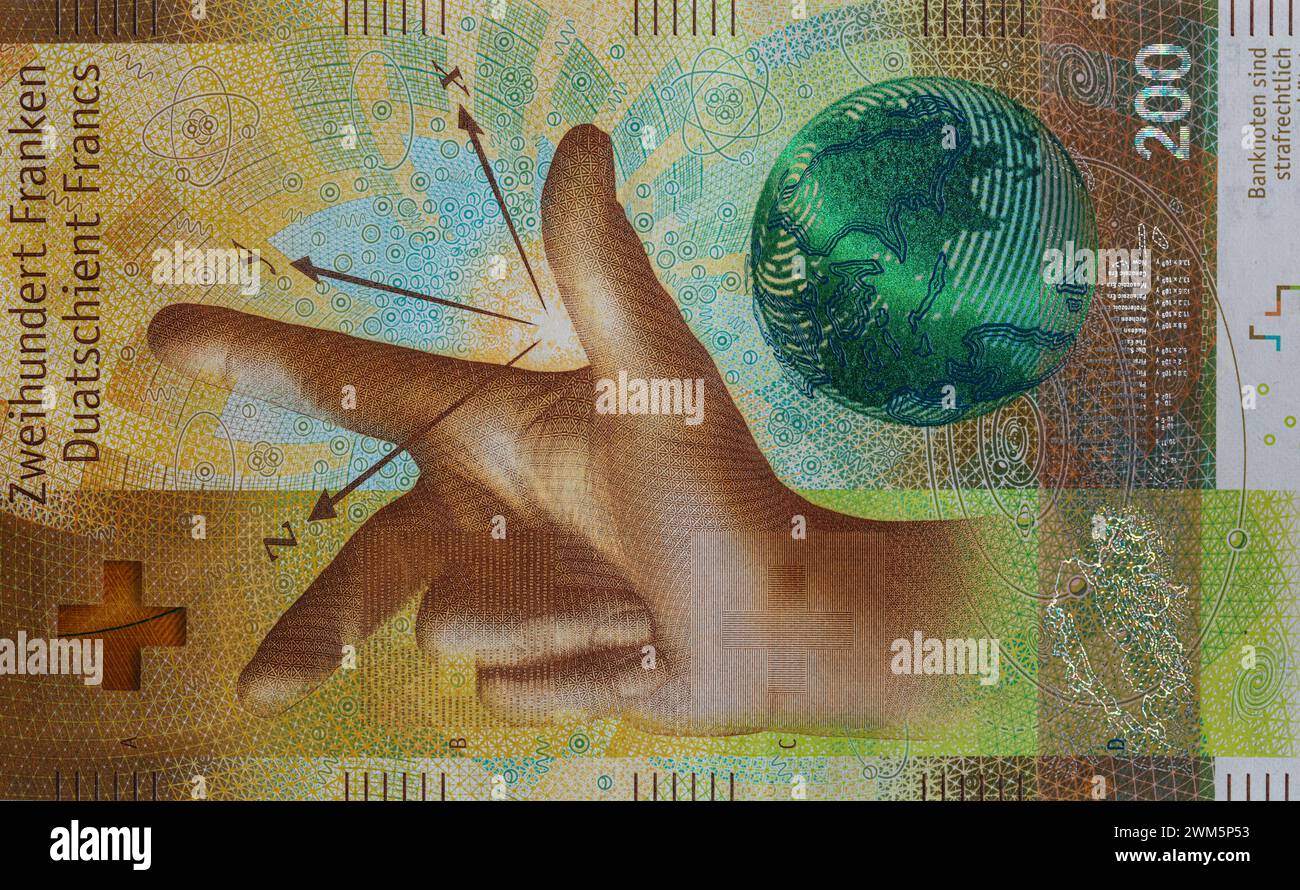 Closeup of 200 Swiss franc banknote for design purpose Stock Photo - Alamy