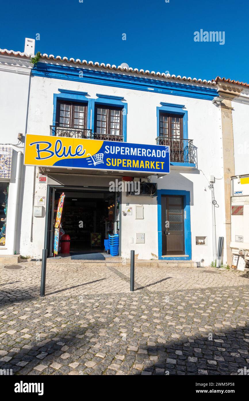 Blue Supermarket Neighbourhood Shop Building Exterior Facade In ...