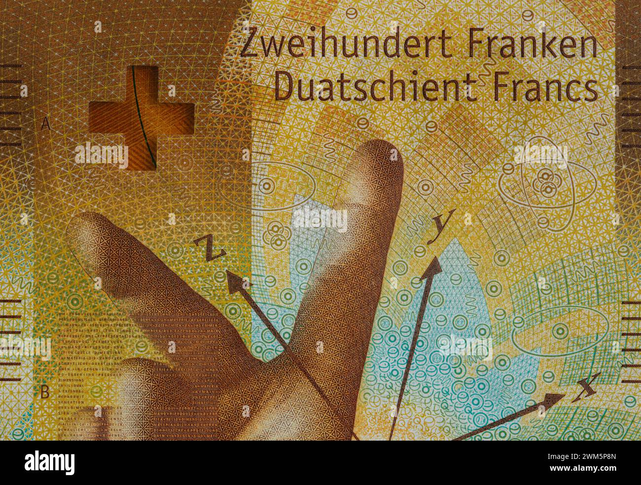 Closeup of 200 Swiss franc banknote for design purpose Stock Photo - Alamy