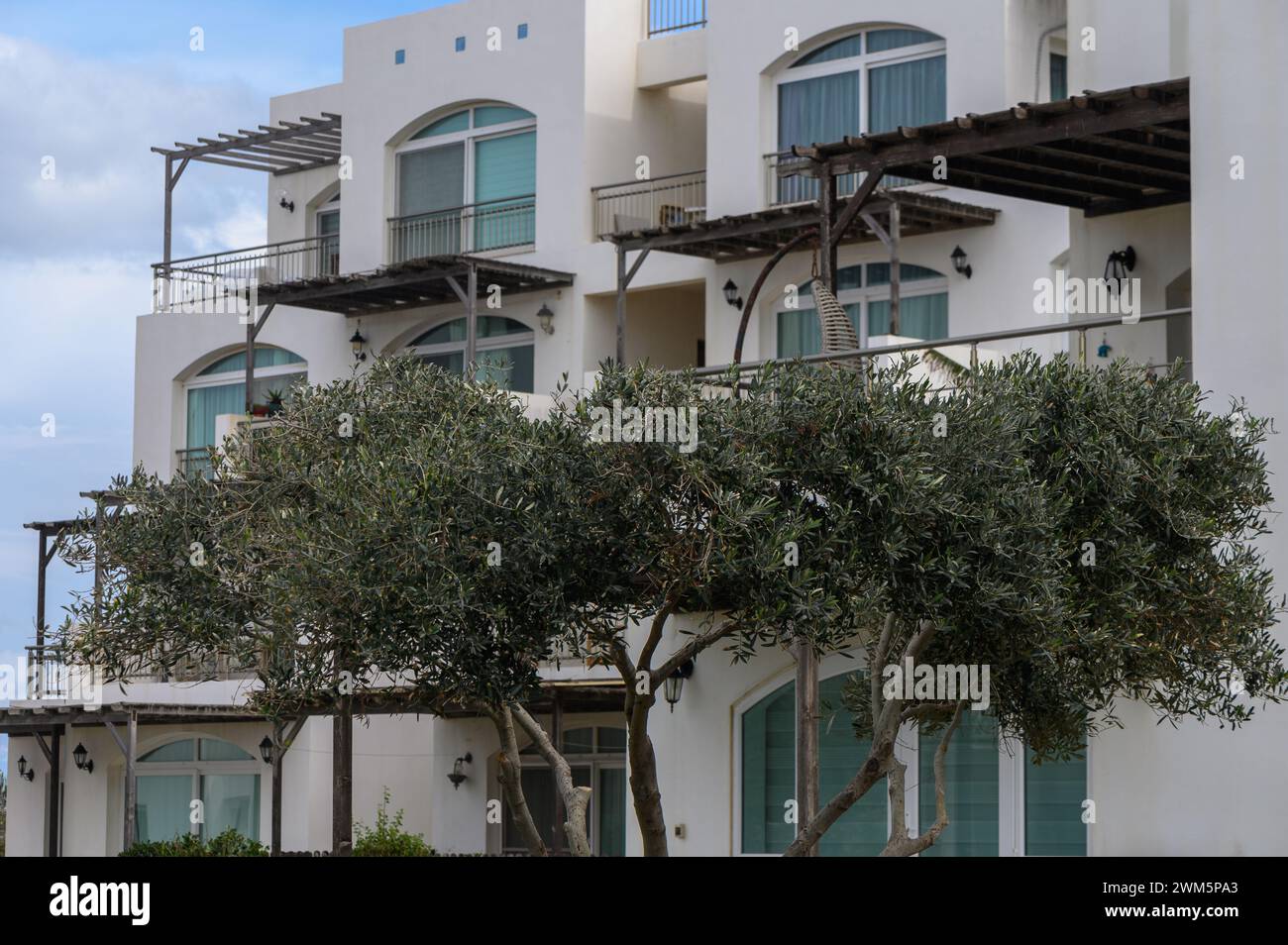 residential complex with white Mediterranean style villas 2 Stock Photo ...