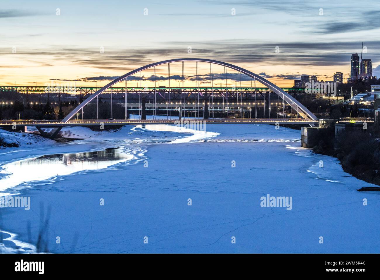 Edmonton, Canada - View over frozen North Saskatchewan River and ...