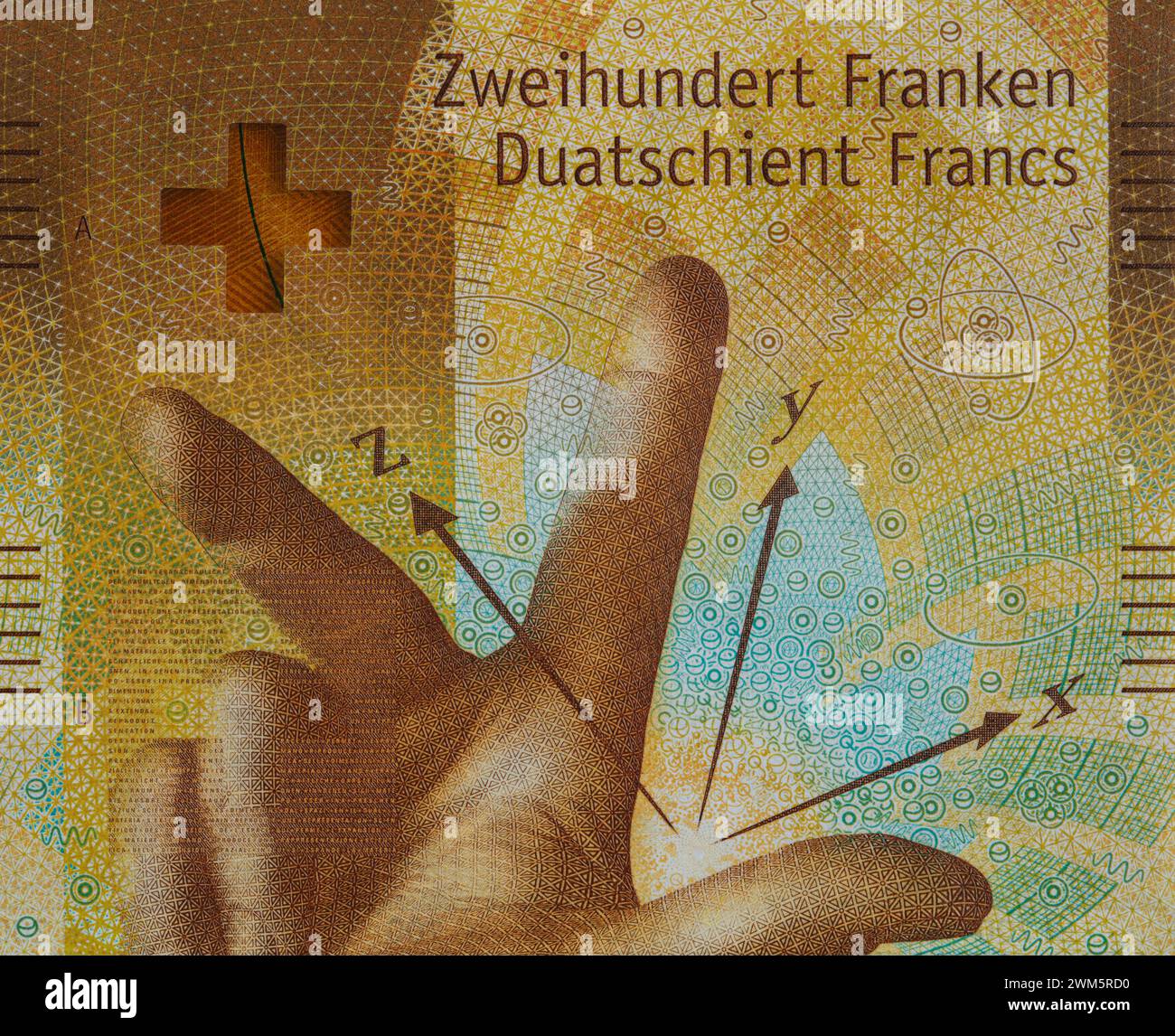 Closeup of 200 Swiss franc banknote for design purpose Stock Photo - Alamy