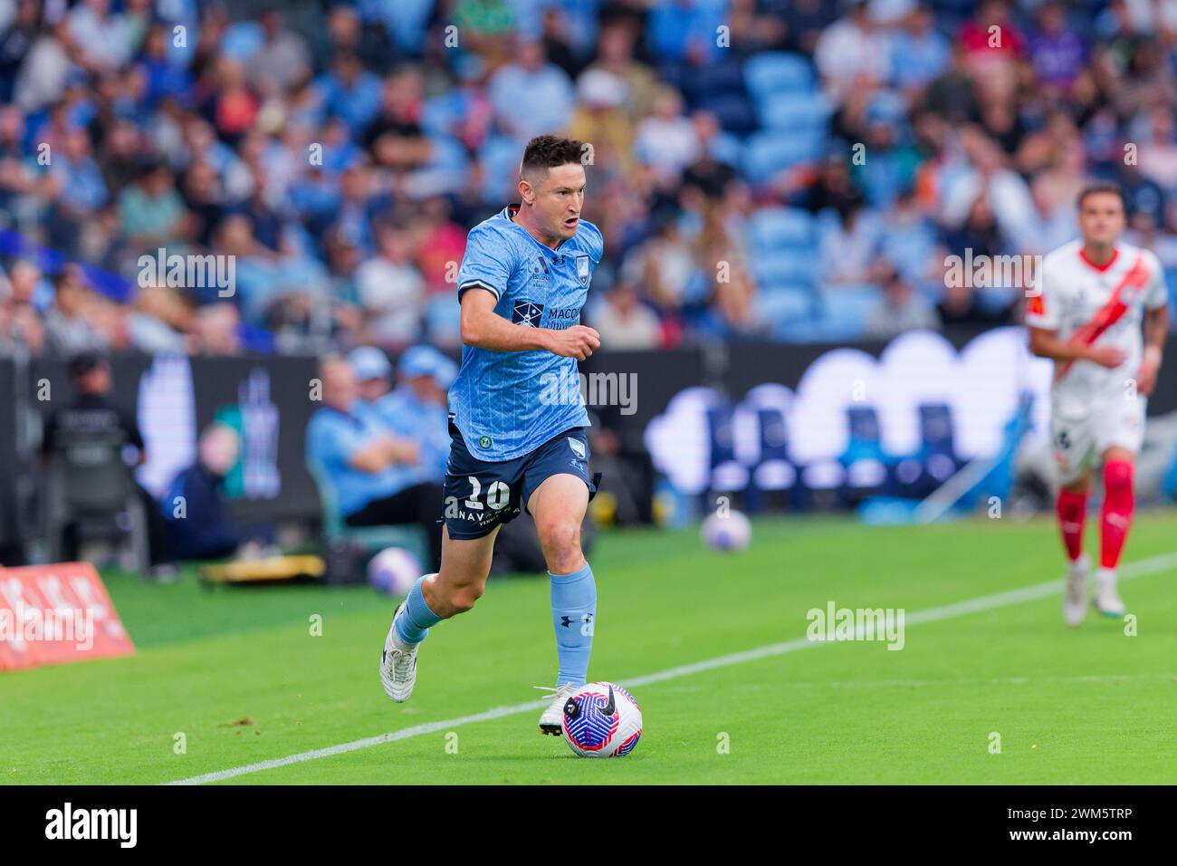 Sydney, Australia. 24th Feb, 2024. Joseph Lolley of Sydney FC controls ...