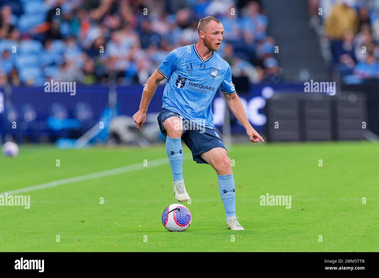 Sydney, Australia. 24th Feb, 2024. Rhyan Grant of Sydney FC controls ...