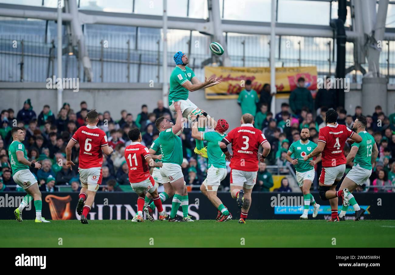 Ireland's Tadhg Beirne catches a high ball during the Guinness Six ...