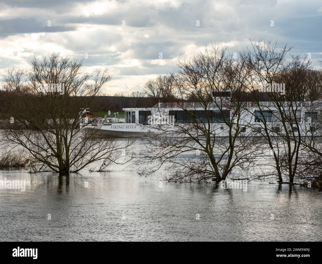 24 February 2024, Mecklenburg-Western Pomerania, Dömitz: A river cruise ...