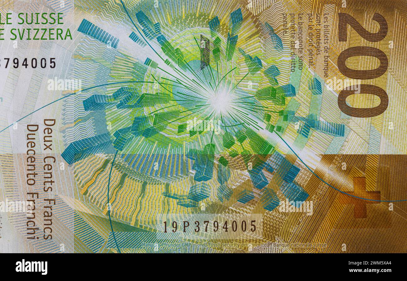 Closeup of 200 Swiss franc banknote for design purpose Stock Photo - Alamy