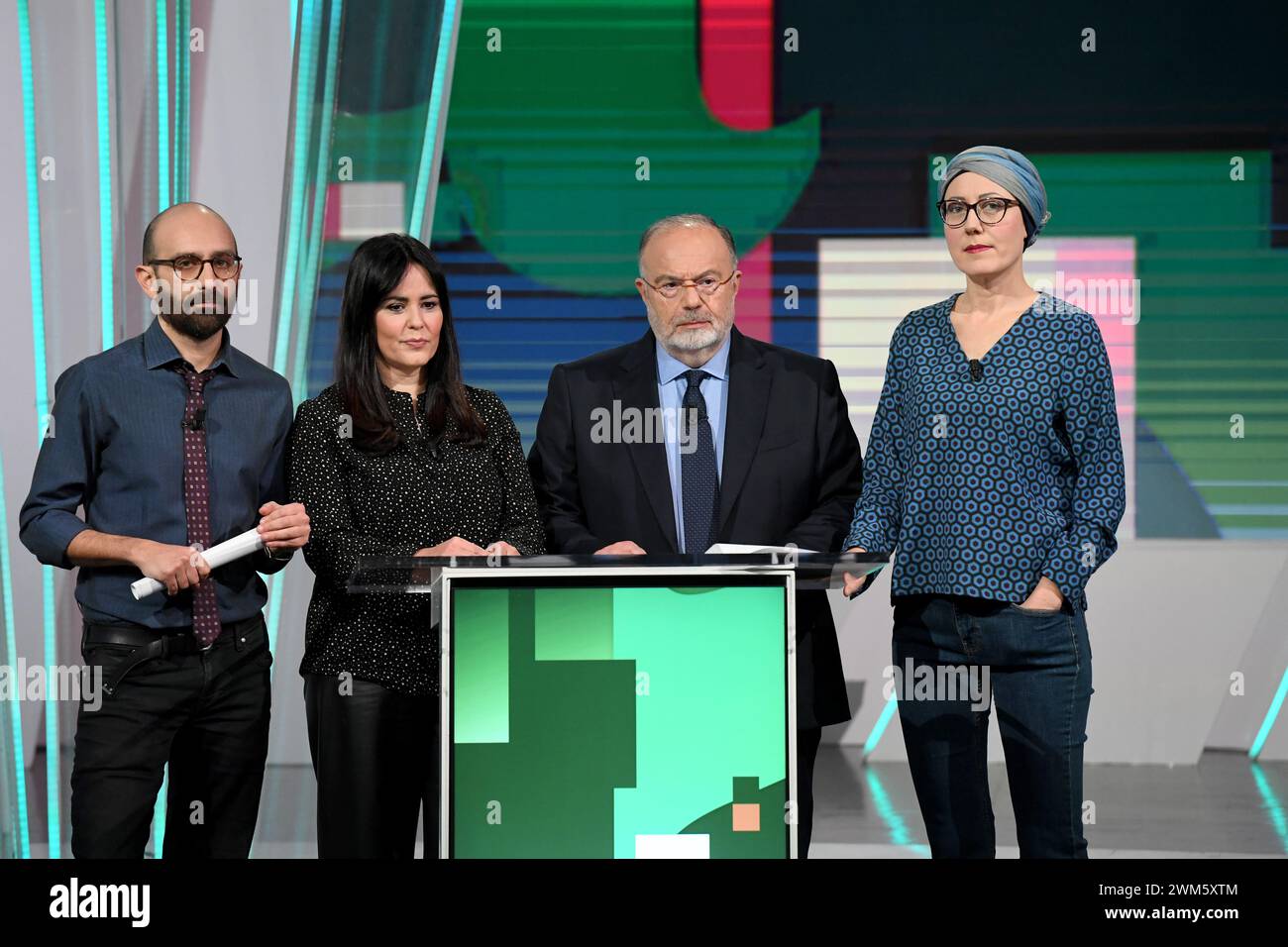Milan, TV broadcast “TV Talk” - Rai 3 - Massimo Bernardini, Sebastiano ...