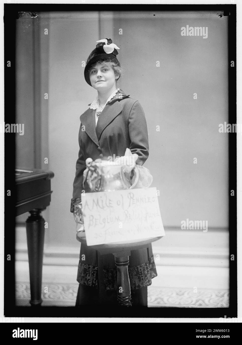BELGIAN RELIEF. MISS MARY DECKER OF THE 'MILE OF PENNIES' CAMPAIGN ...
