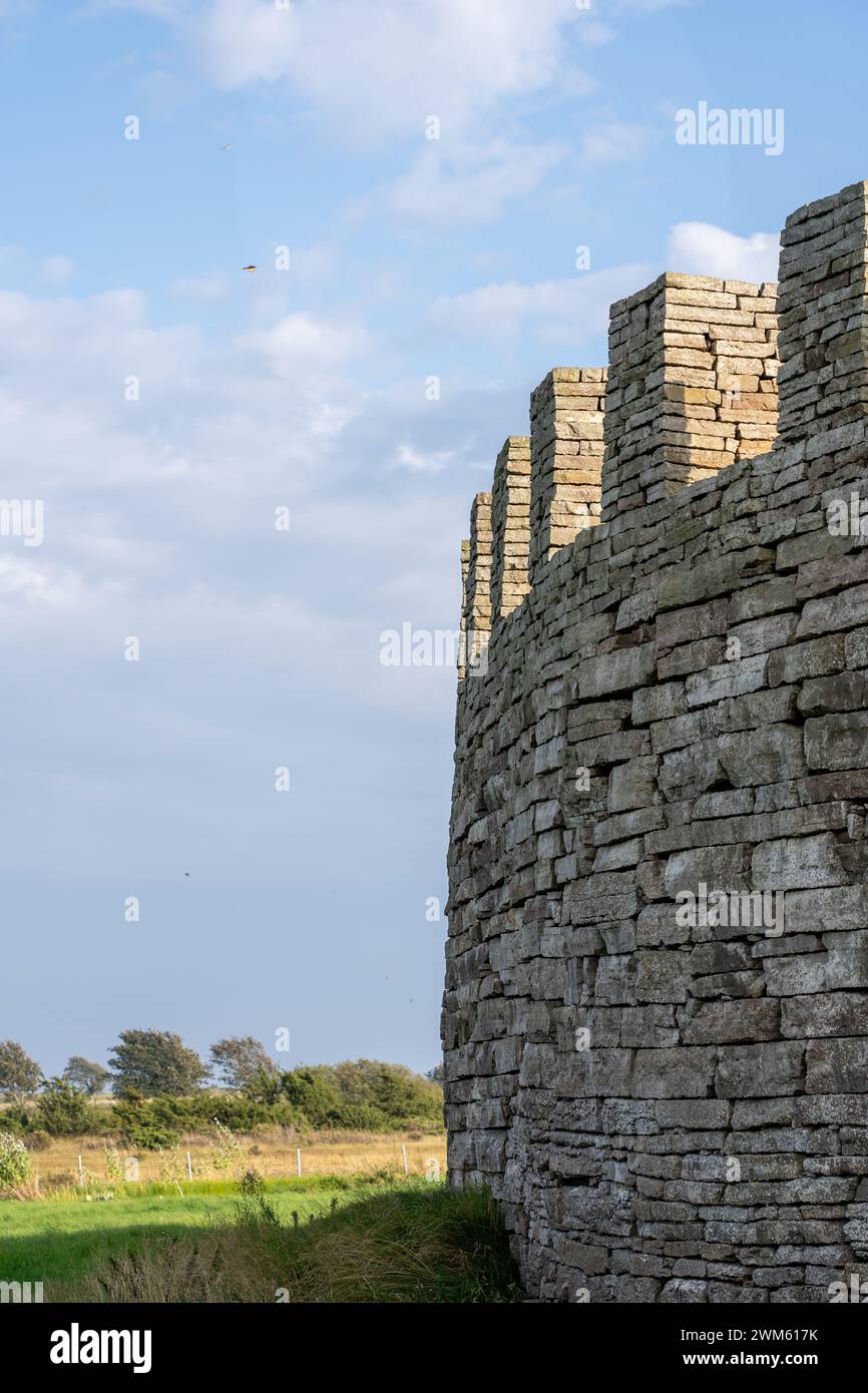 The stone wall of the Viking castle in Oland, Sweden Stock Photo - Alamy