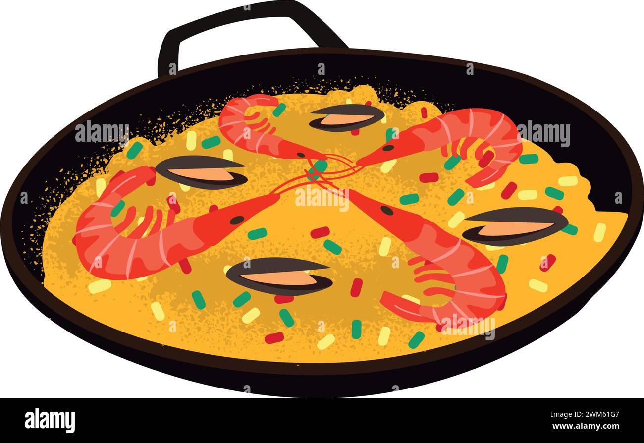 Isolated seafood paella Traditional spanish food Vector Stock Vector ...