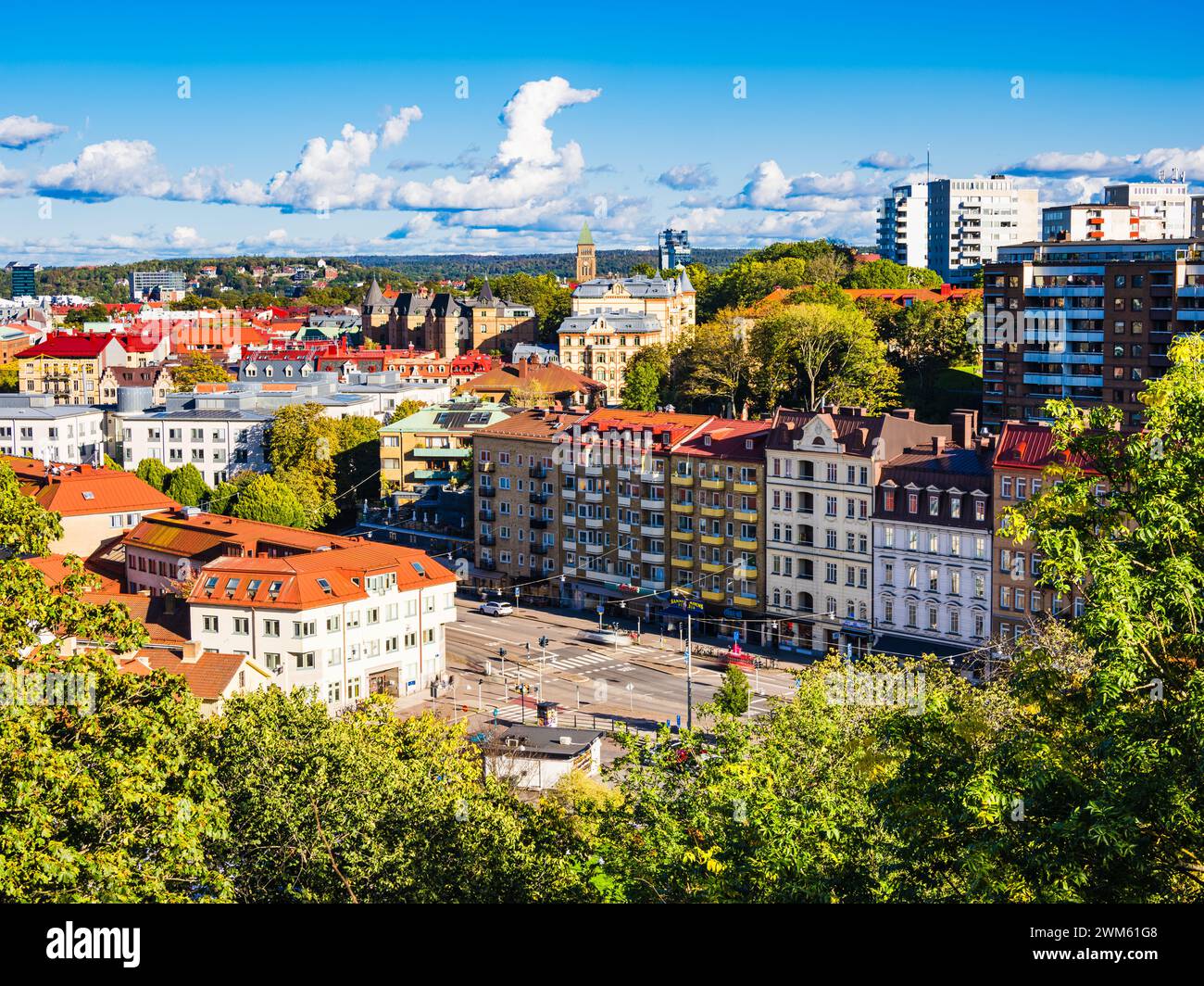 A cityscape in Gothenburg, Sweden featuring numerous tall buildings ...