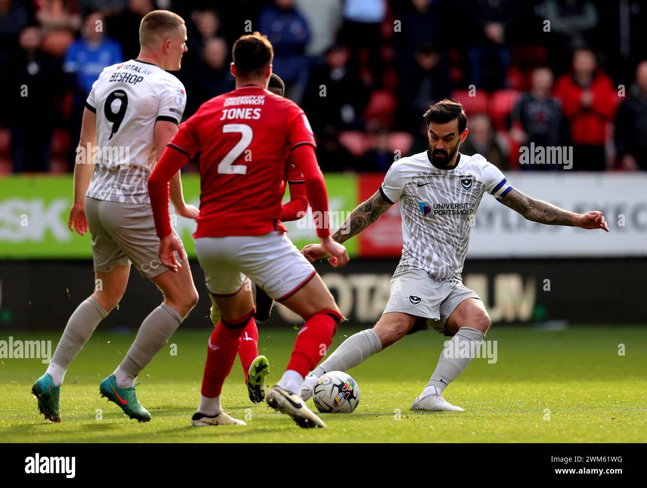 Portsmouth’s Joe Rafferty (right) during the Sky Bet League One match ...